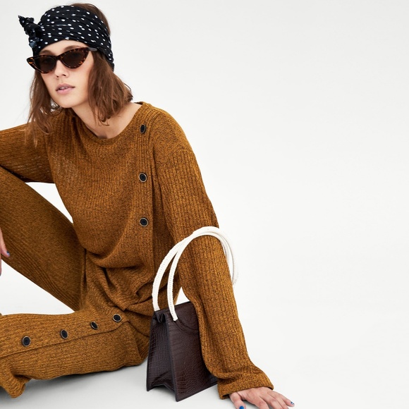 Zara | Tops | Zara Rustic Ribbed Tshirt In Mustard | Poshmark